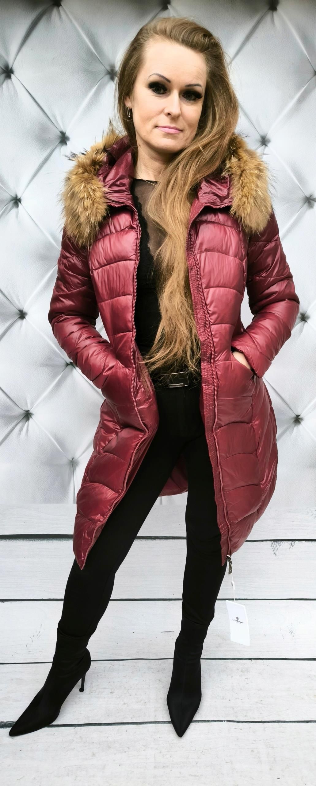 Płaszcz Kurtka, zimowa,zima ciepła, Jenot futro damska Taliowana M/38 ...