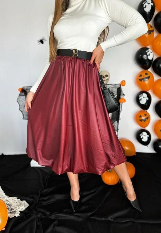 Spódnica bombka midi z eko-skóry Shiloh bordowa - Ceny i opinie - Ceneo.pl