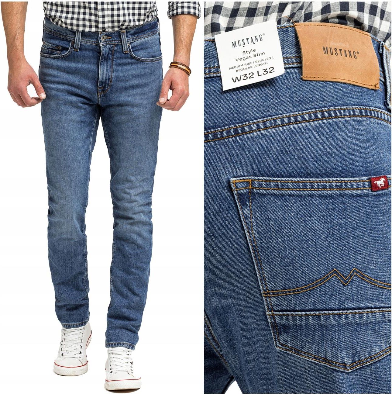Męskie spodnie jeansowe dopasowane Mustang Vegas Slim 31/34 - Ceny i ...