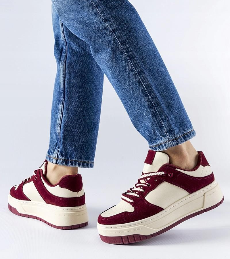 Bordowe damskie sneakersy na platformie 27544 rozmiar 36 - Ceny i ...