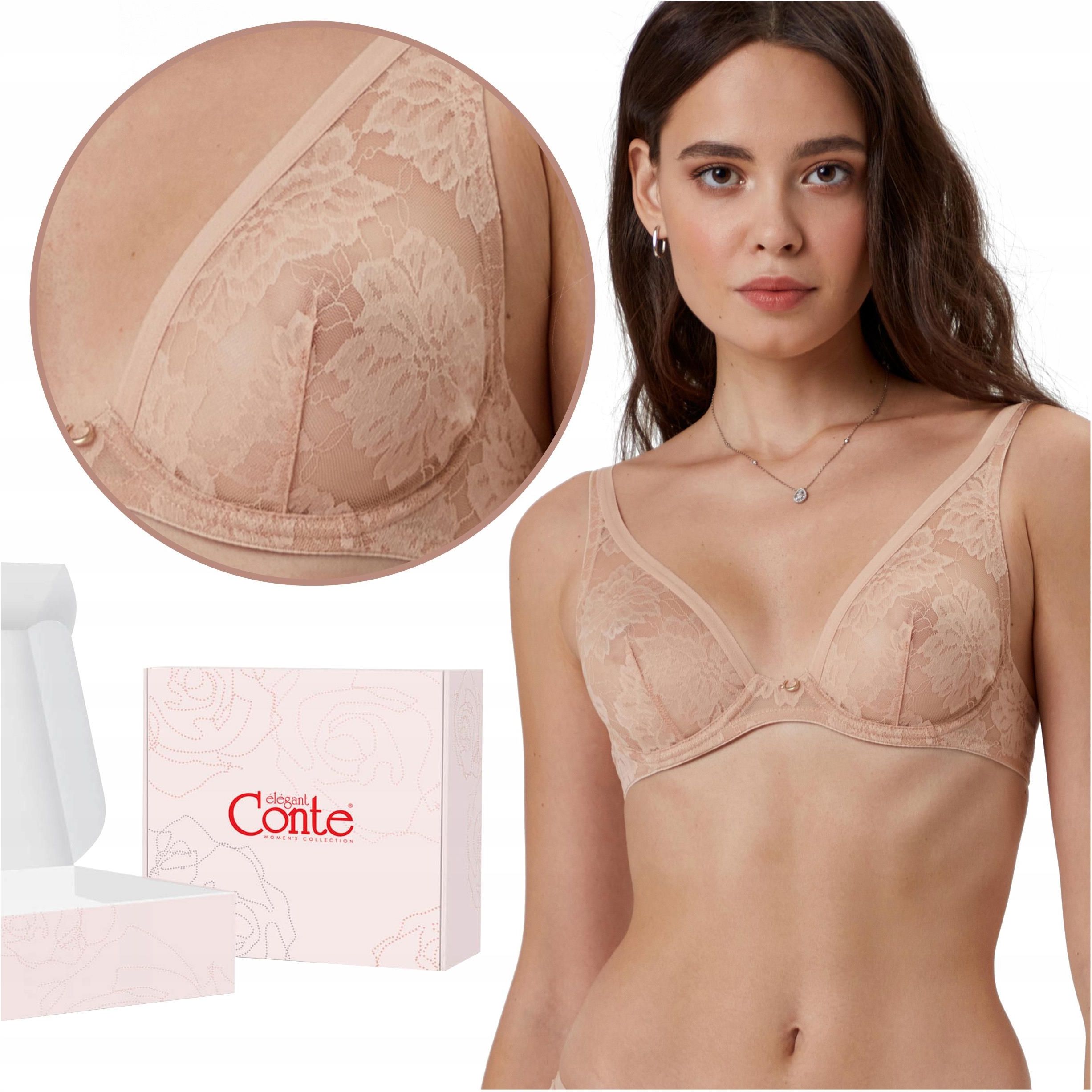 Biustonosz Braletka z fiszbinami koronkowy w kwiaty Conte RB6076 beżowy 75A - Ceny i opinie ...