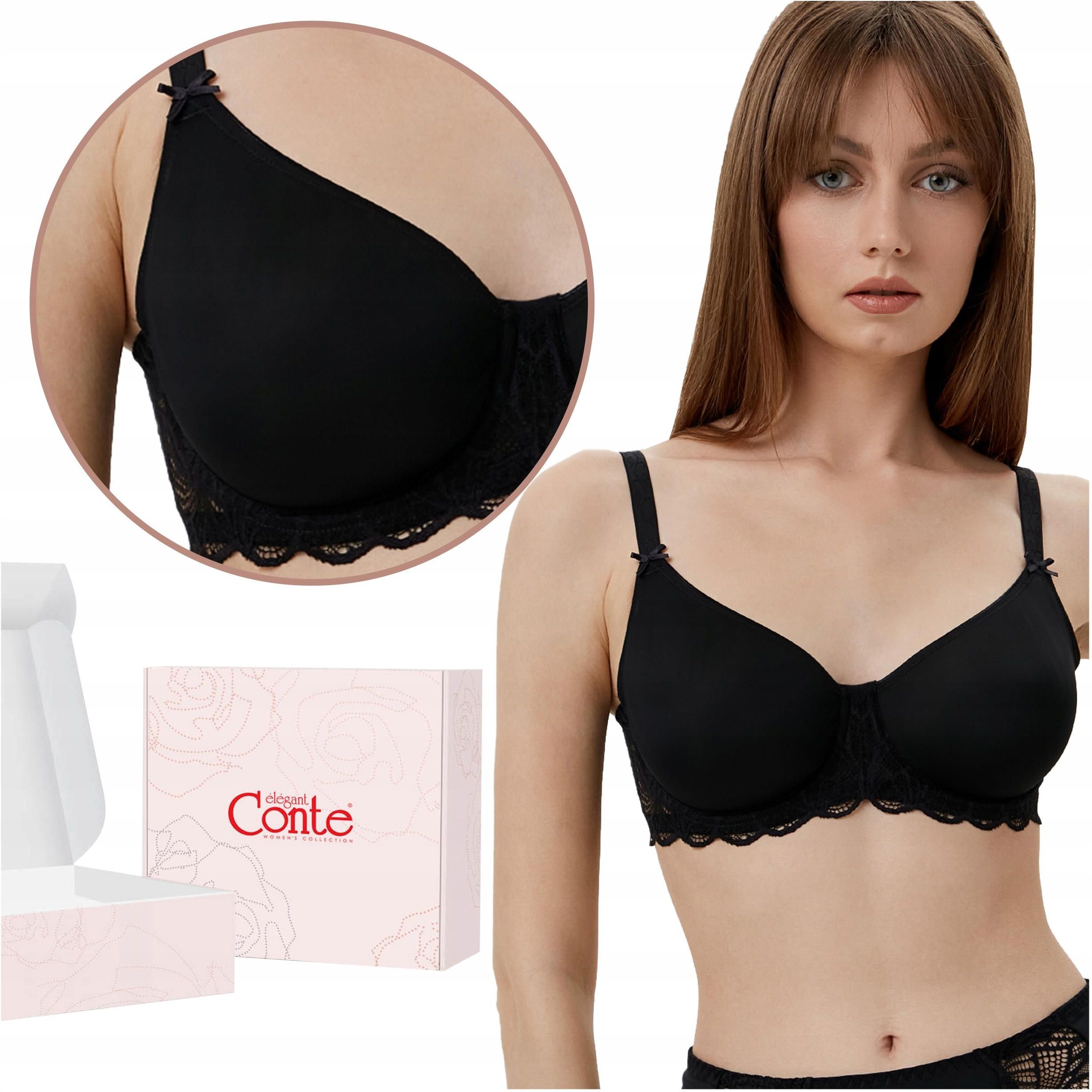 Biustonosz formowany gładki stanik koronkowy Conte RB6045 czarny 85D - Ceny i opinie - Ceneo.pl