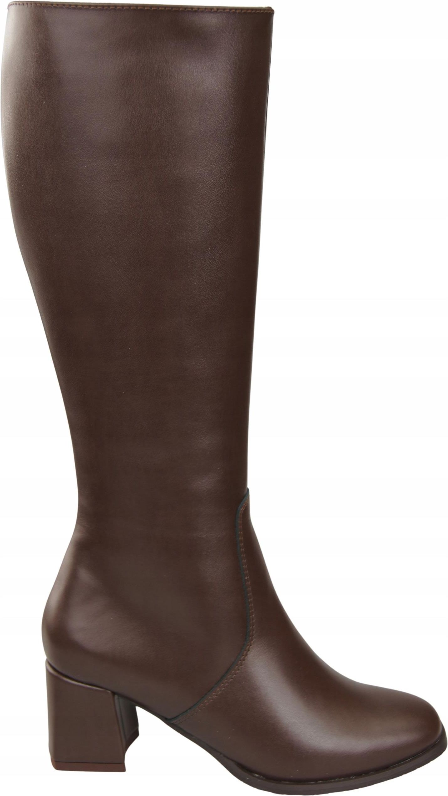 Obuwie Kozaki Damskie Czekoladowe Na Niskim Obcasie skóra 212 - Ceny i ...