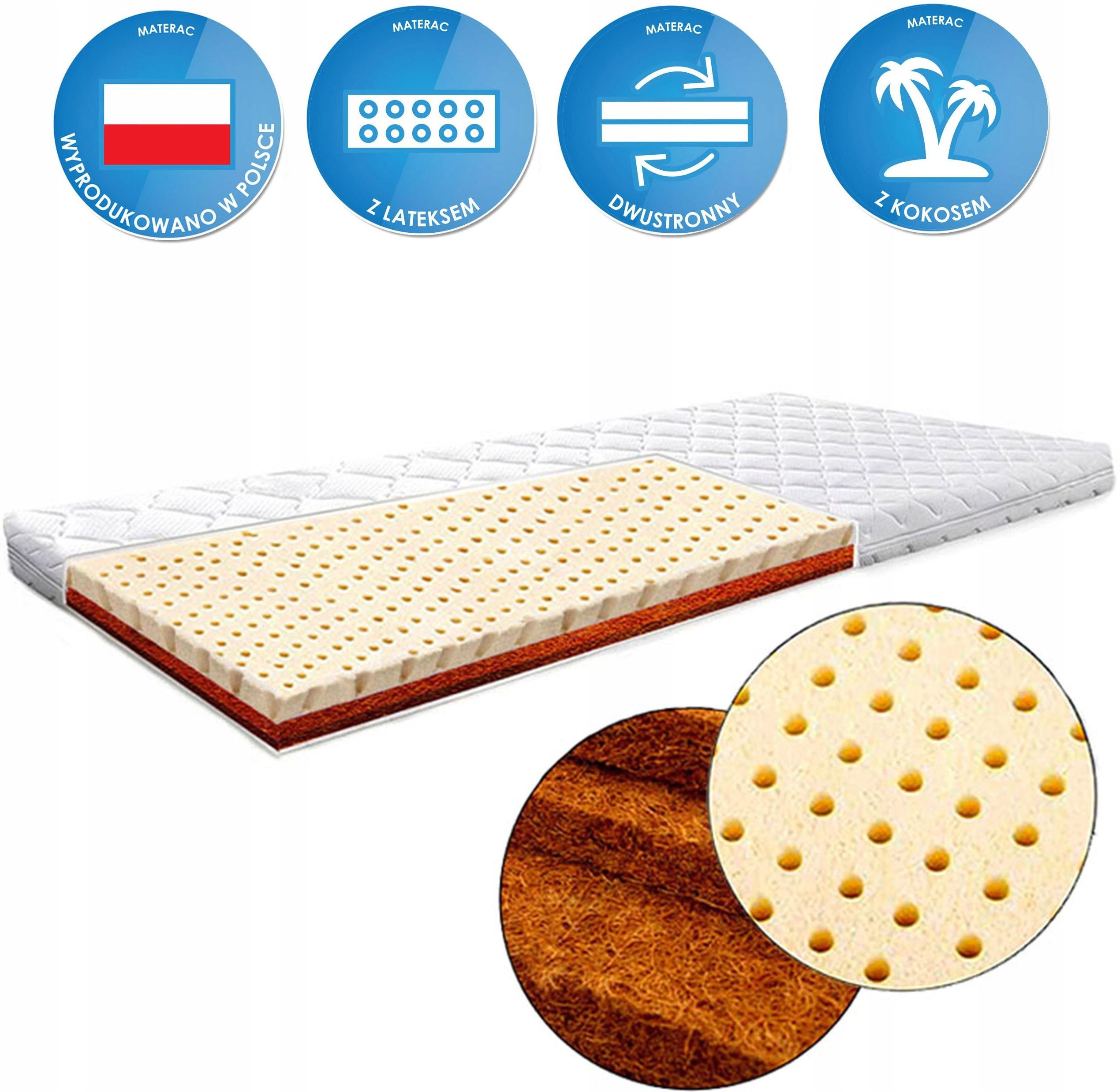 Materac Euromattress Materac Top 100x190 na alergie Lateks Koko Premium ...
