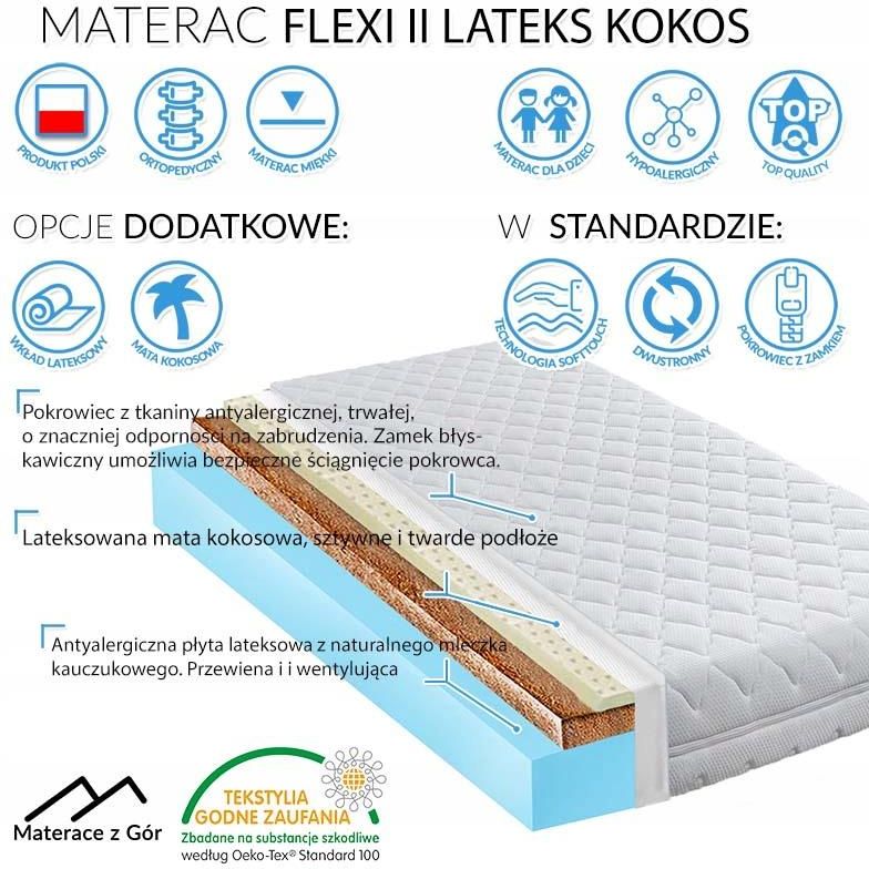 Materac Euromattress 80X180 Odciążający Kręgosłup Materac Kokos Lateks ...