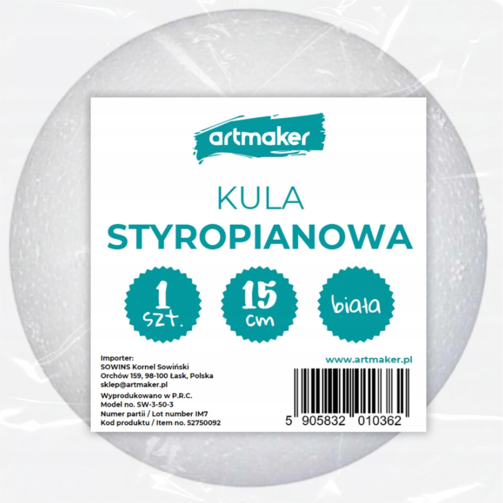Artmaker Kula Styropianowa 15Cm Bombki Kule Styropianowe Styropian Kula ...