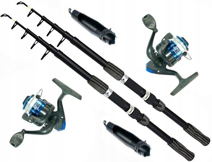 Miracle Fish Zestaw Wędkarski 2X Wędka Teleskop Czarna 210 2X Koł.M ...