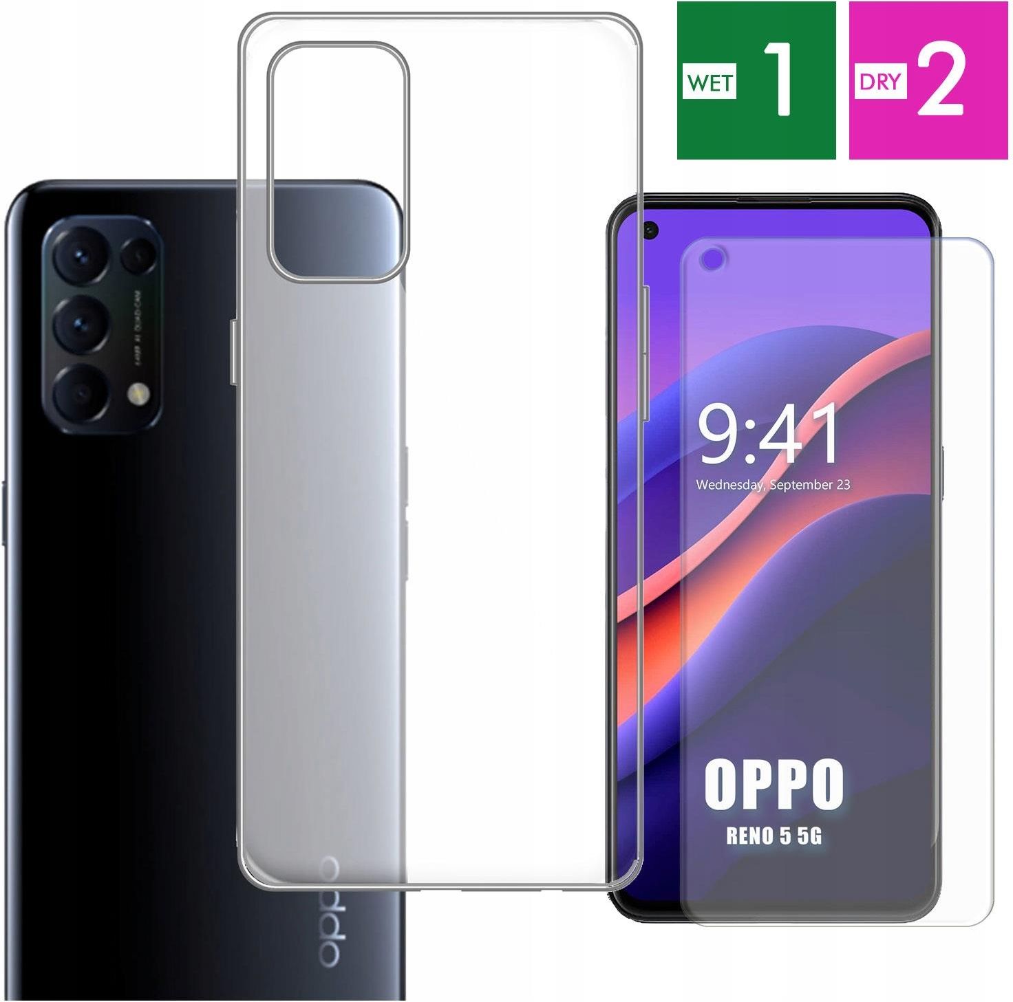 Etui Ochronne Do Oppo Reno 5 4G 5G Obudowa Slim Case Wzmocnione Szkło ...