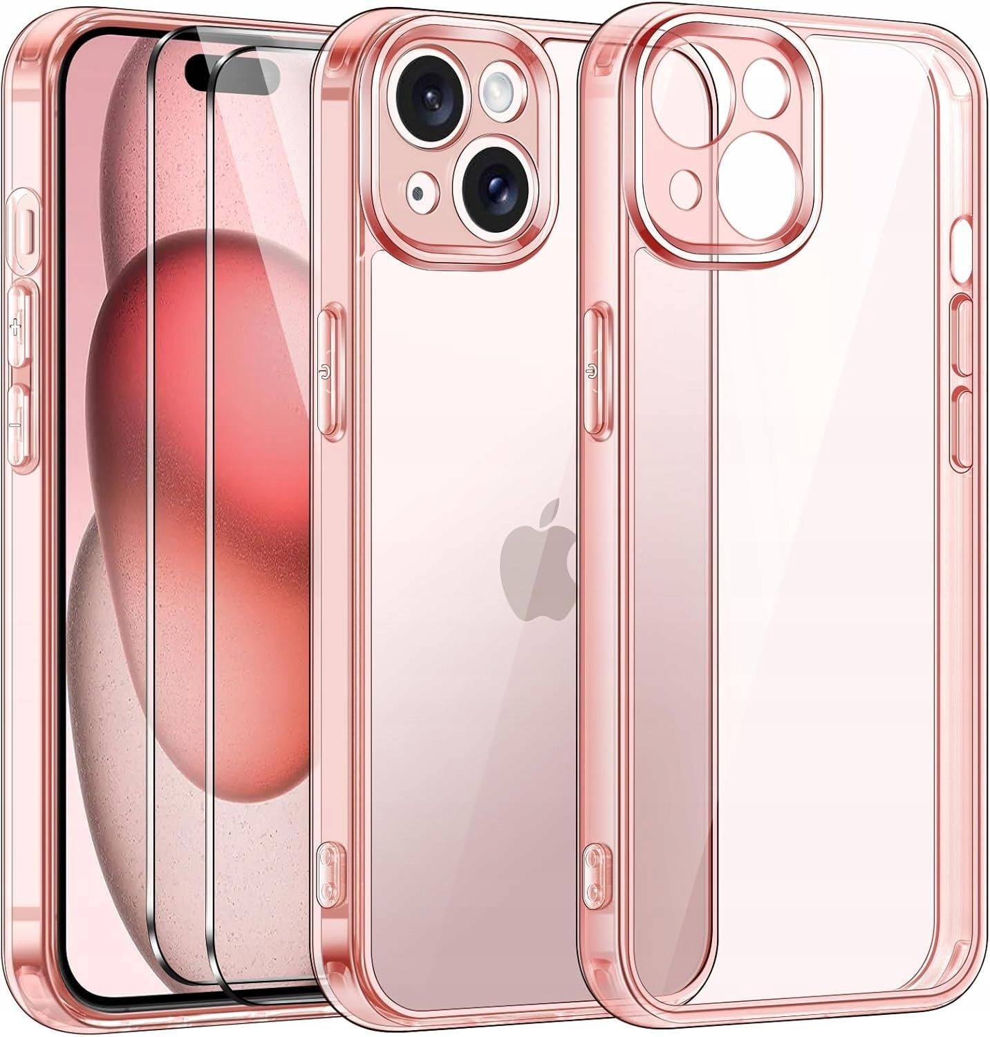 Ivoler Etui Pancerne Do Iphone 15 2X Szkło Hartowane Na Lcd Różowe ...