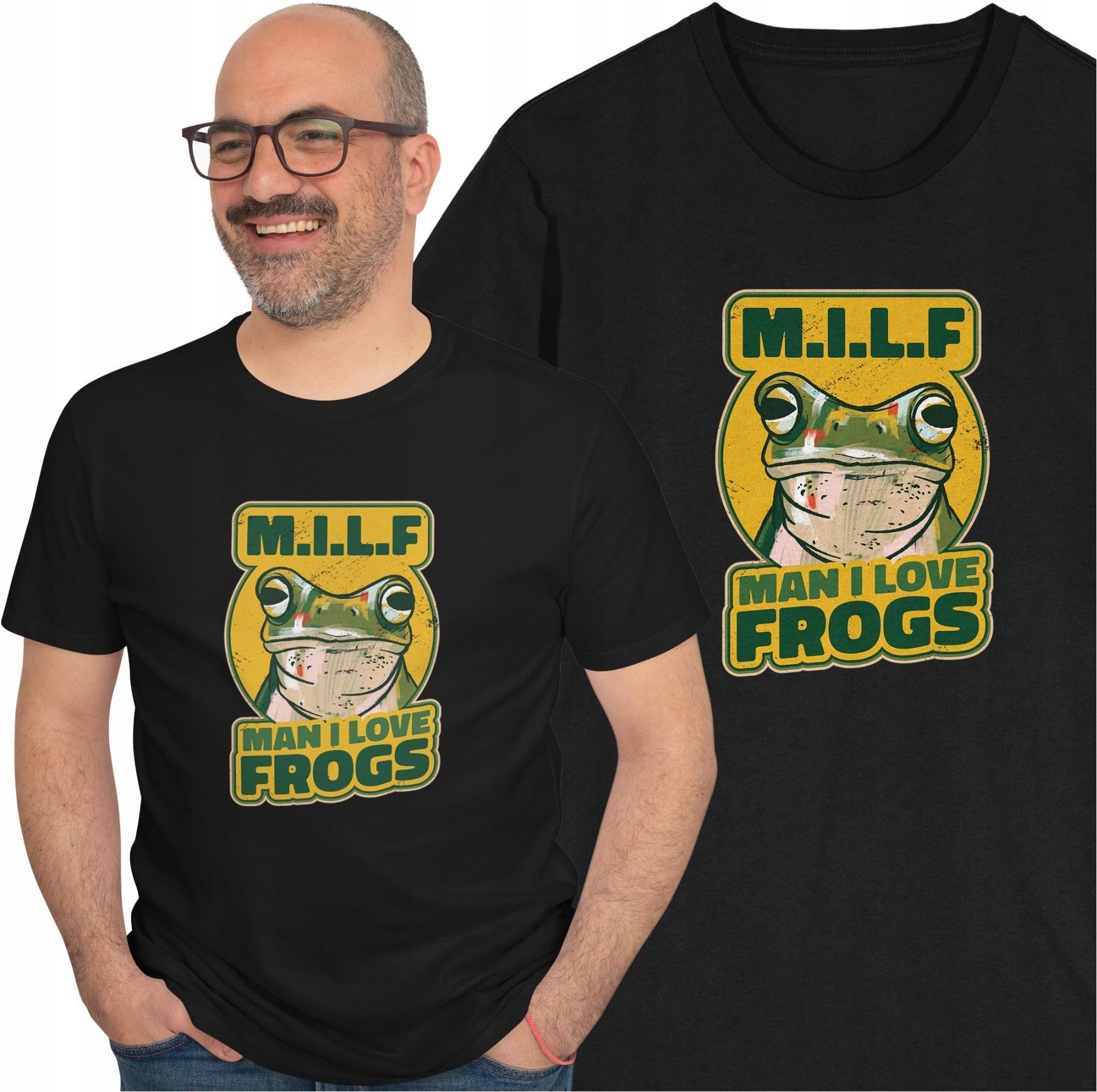 Milf Koszulka Śmieszny T-shirt Żaba Man I Love Frogs Milf Hunter - Ceny i opinie - Ceneo.pl