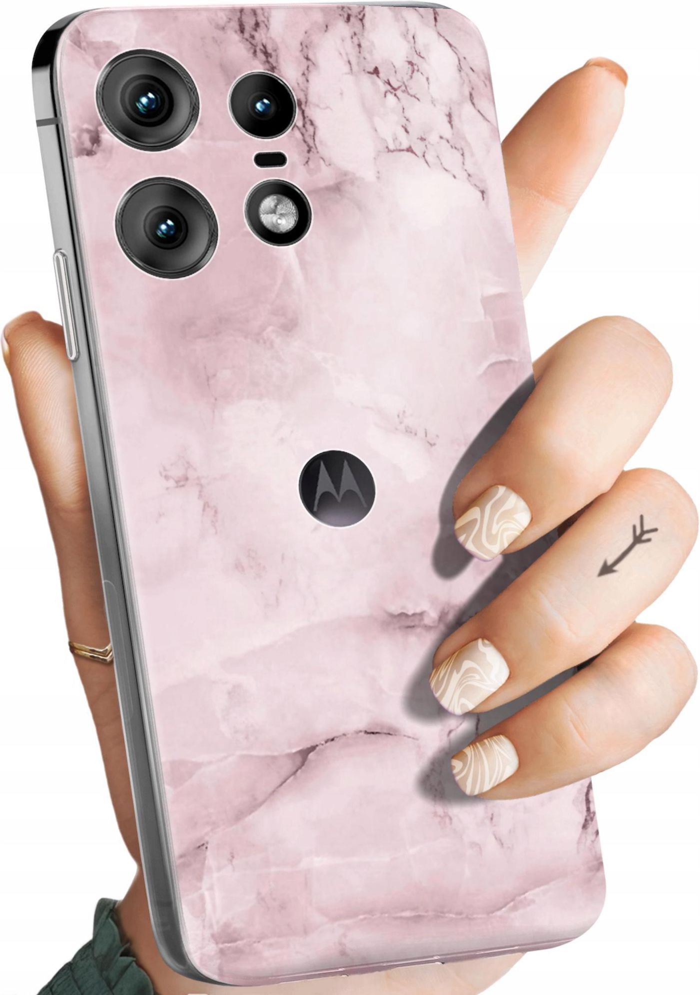 Hello Case Etui Do Motorola Edge 50 Pro Różowe Golden Rose Pudrowy Róż ...