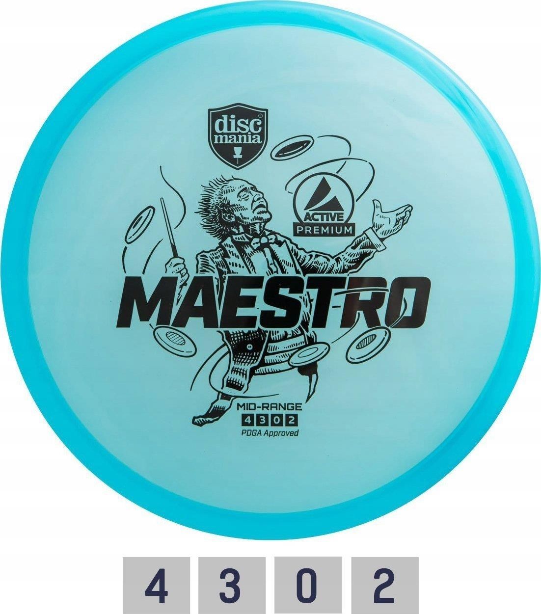 Discmania Discgolf Midrange Driver Maestro Active Premium Blue 4/3/0/2 ...