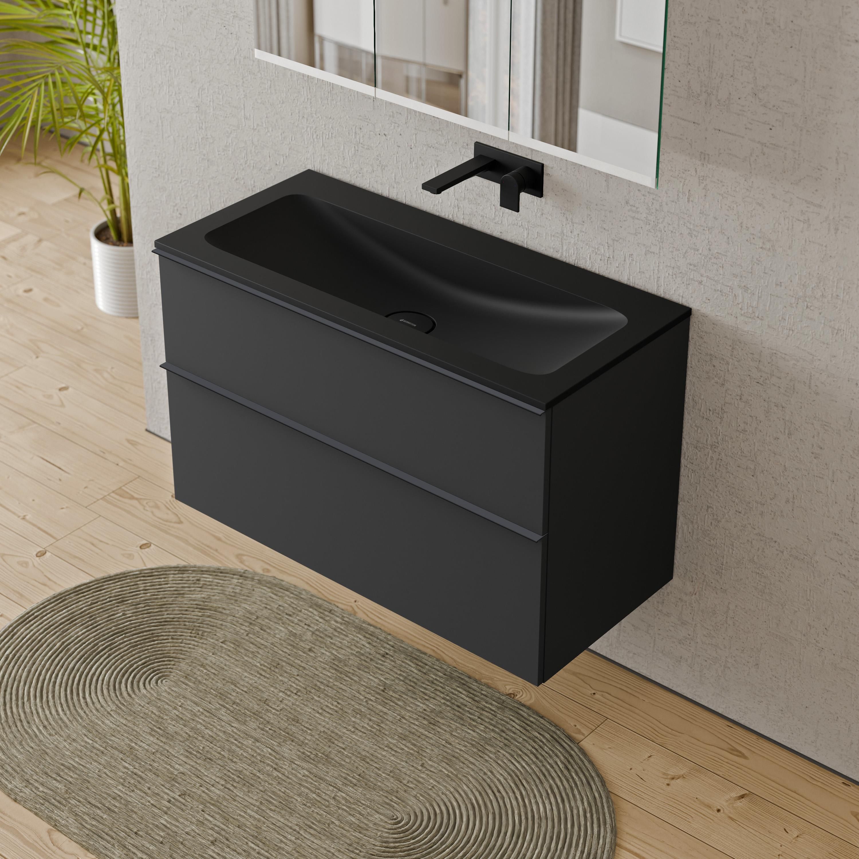 Szafka z umywalką Bernstein LAVOA 100cm CREAM - Antracyt Mat - Umywalka ...