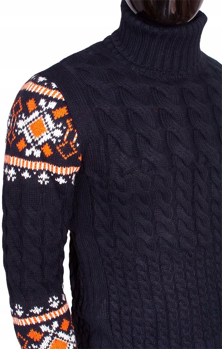 Sweter Wzór Norweski Golf Męski Stójka Dopasowany z wełną - Ceny i ...