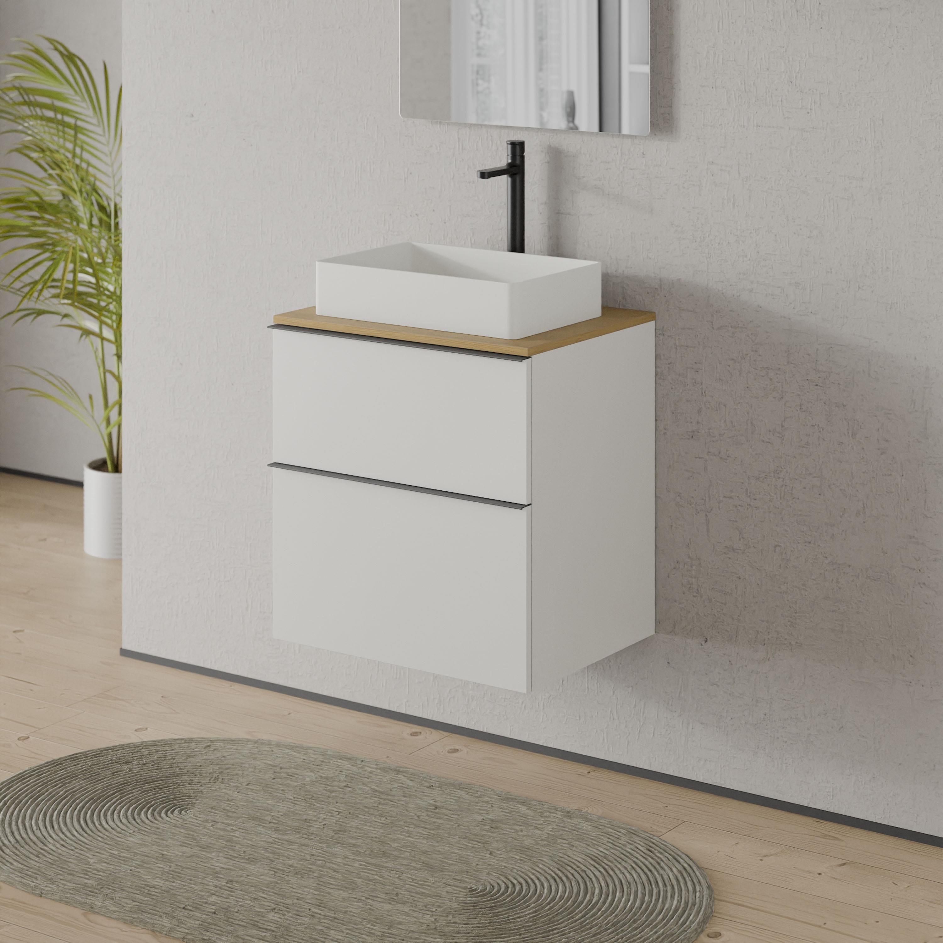 Bernstein LAVOA 60cm - Biały Mat - Blat Dąb Miodowy + Uchwyt Antracyt ...