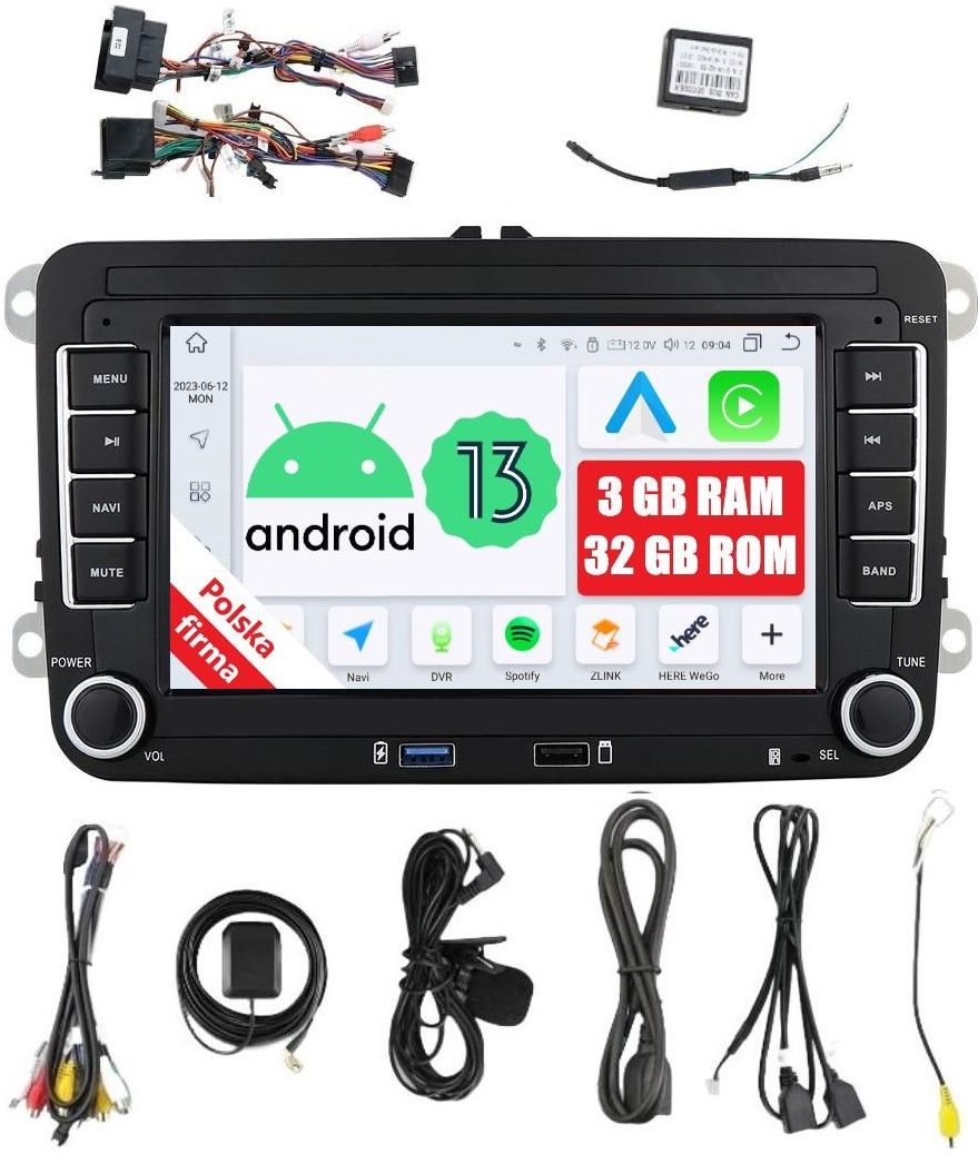 Radioodtwarzacz samochodowy Marsdev 2DIN Android Vw Passat B6 B7 CC Tiguan 3/32 Gb Dsp Carplay ...