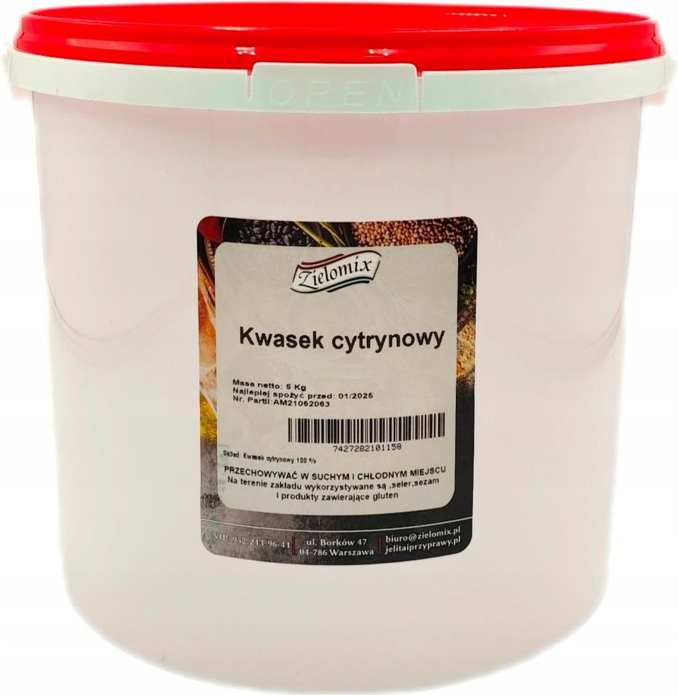 Zielomix Kwasek Cytrynowy Spożywczy 5kg Wiaderko - Ceny i opinie - Ceneo.pl