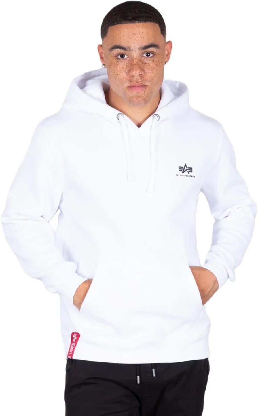 Bluza z kapturem Alpha Industries Small Logo Basic 196318 09 - Biała ...
