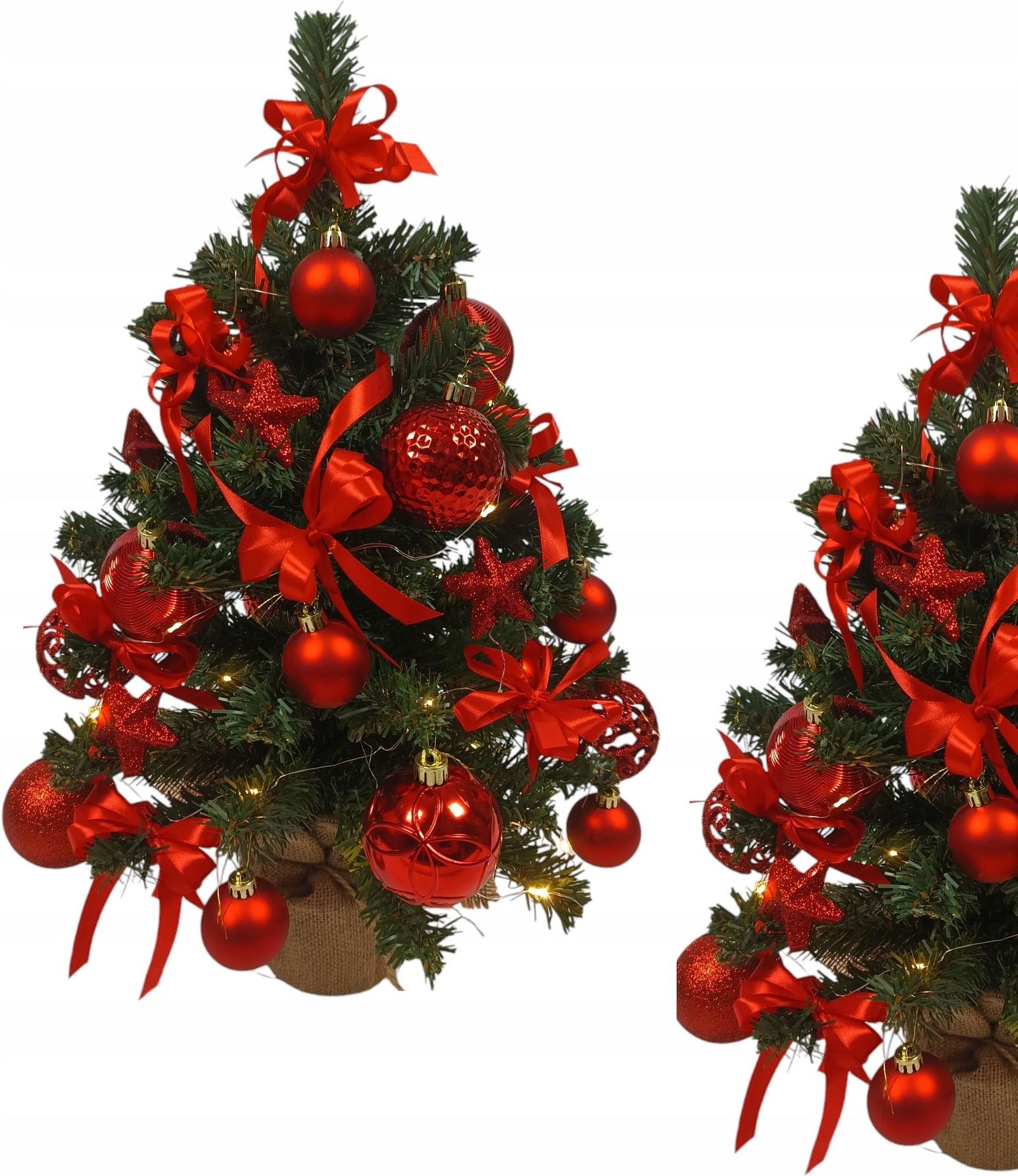 Choinka Mała Z Ozdobami Czerwona Z Dekoracjami Led Jak Żywa 50cm ...