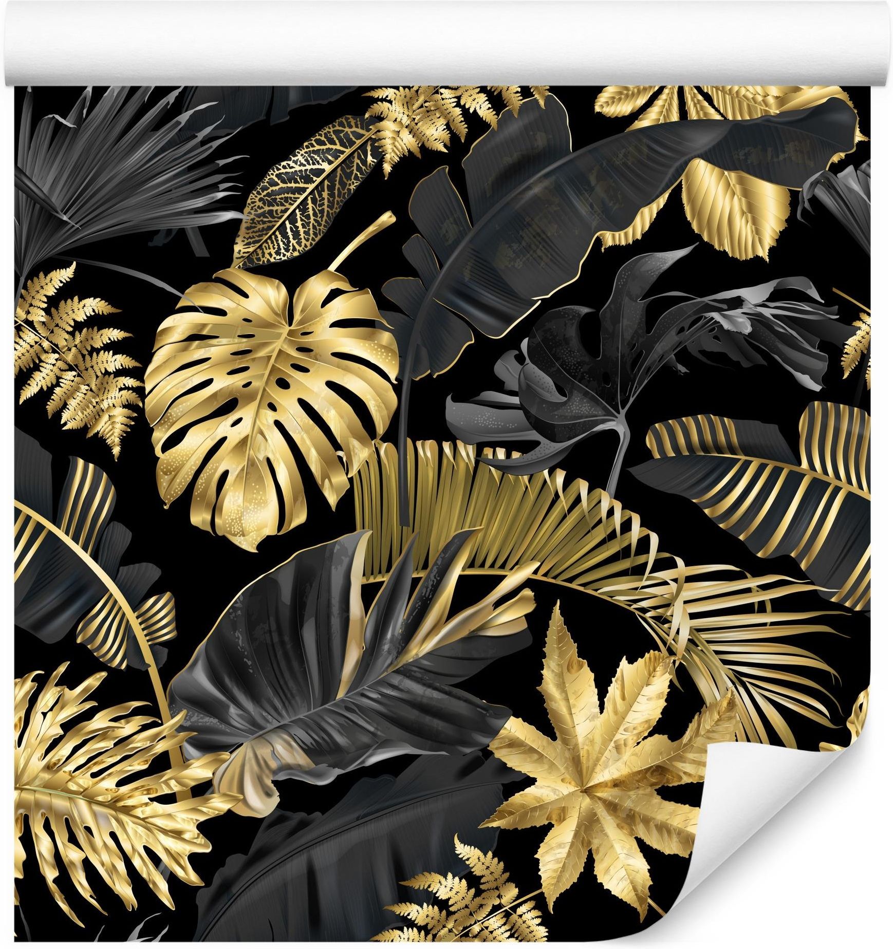 Tapeta Ścienna Styl Glamour Tropikalne Liście Monstera Bananowiec ...