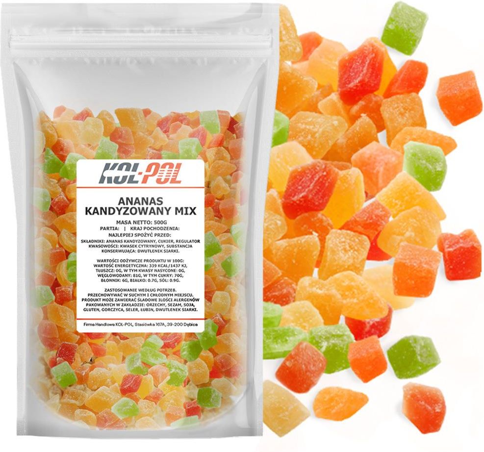 Kol Pol Ananas Kandyzowany Kostka 500g Mix Kolorów Naturalny - Ceny i opinie - Ceneo.pl