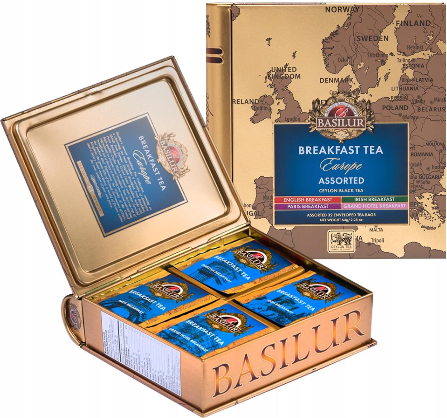 Herbata Basilur Breakfast Europe Zestaw Herbat 4 Smaki Puszka 32Szt. - Ceny i opinie - Ceneo.pl