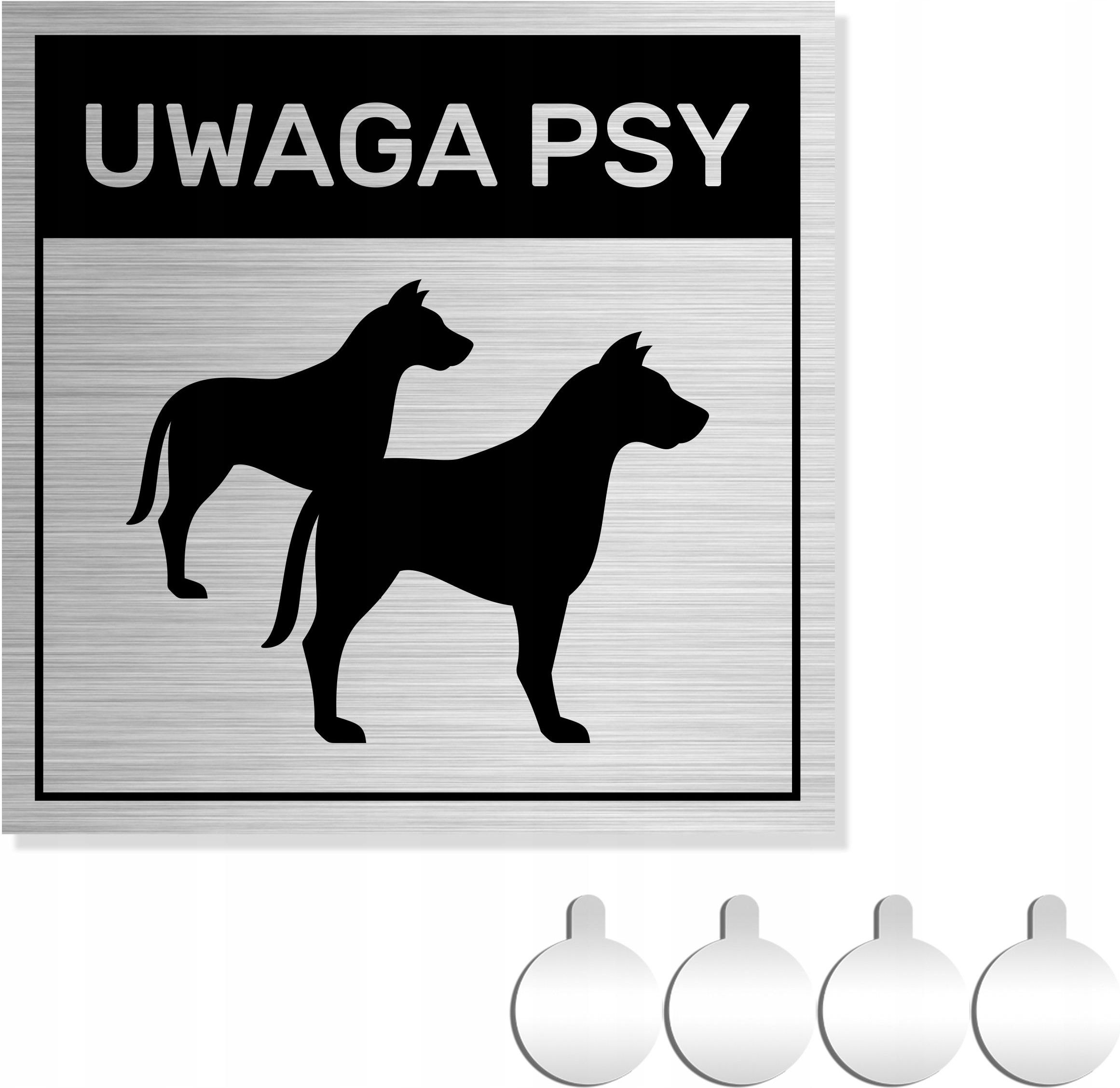 Nierdzewna Tabliczka na ogrodzenie/płot Uwaga Psy 10x10 Aluminium ...
