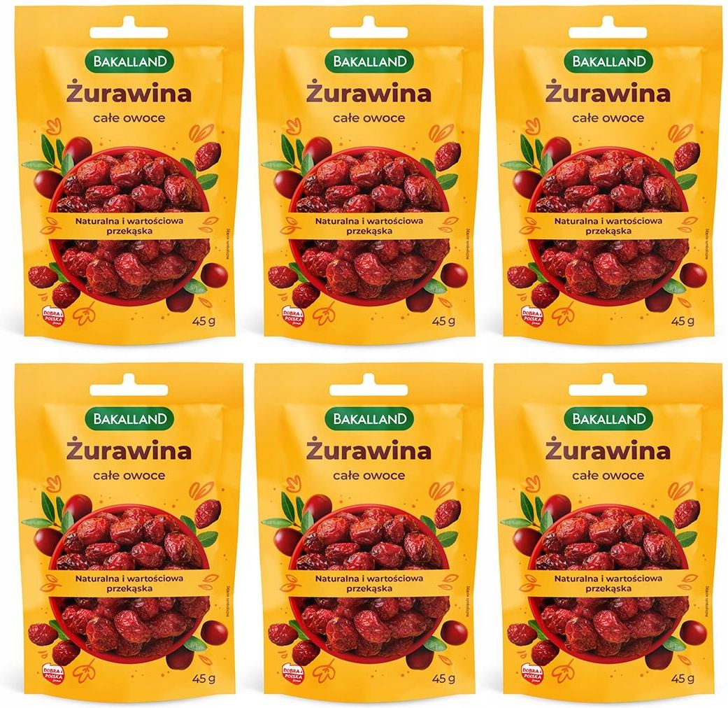 Bakalland Żurawina suszona całe owoce soczysta 6x45g bez siarki Premium - Ceny i opinie - Ceneo.pl
