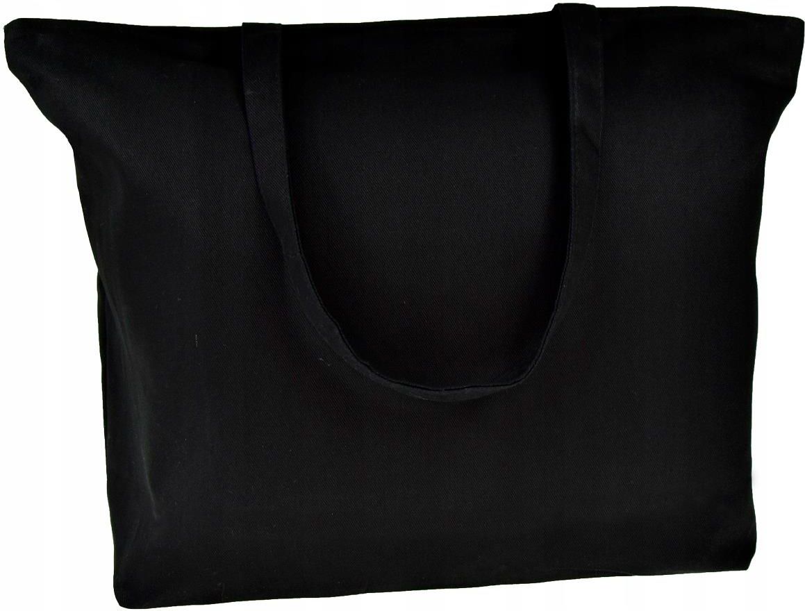 Torba bawełniana czarna 280g zamykana na zamek z wewnętrzną kieszonką ...