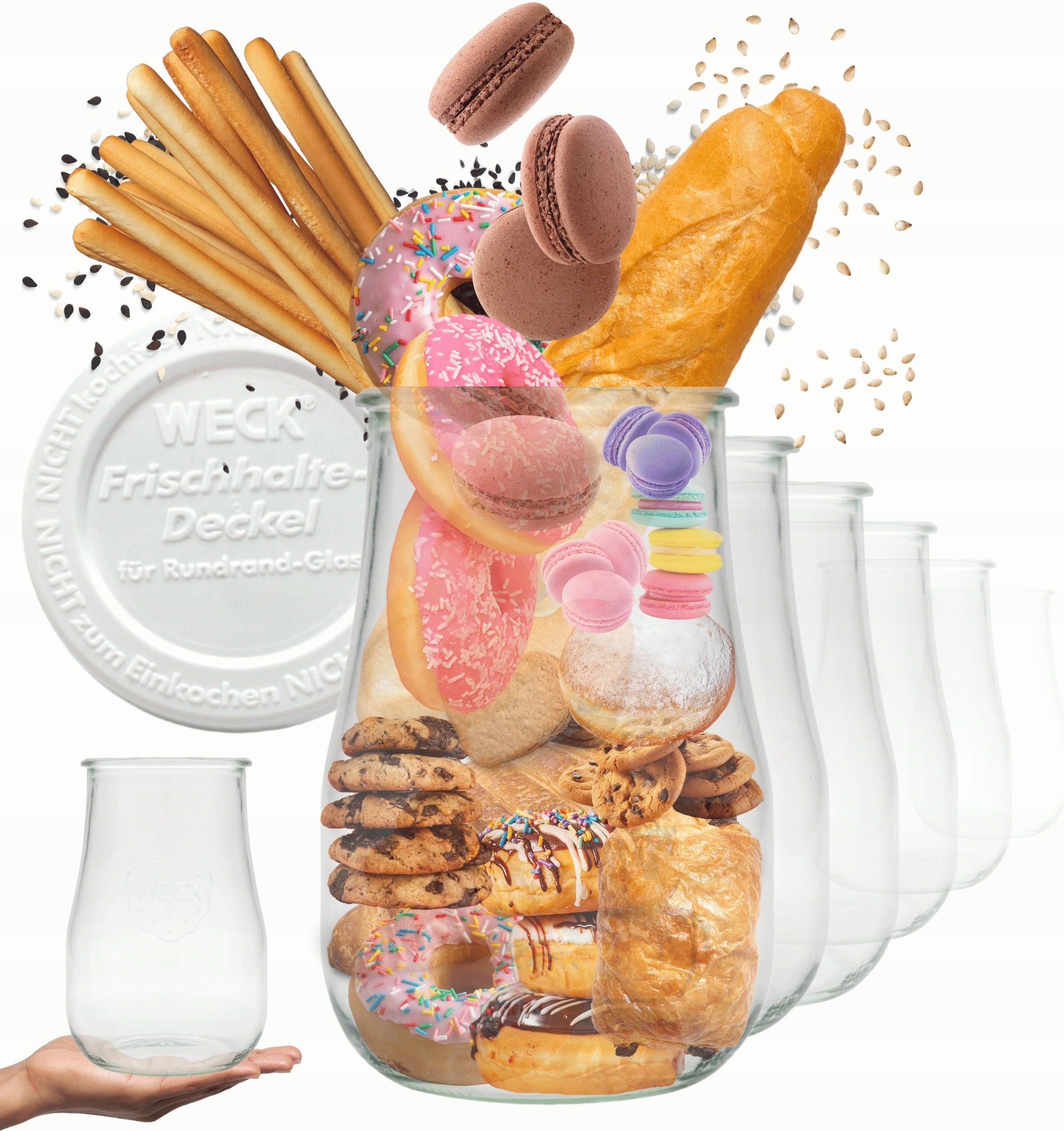 Słoiki Weck 1750ml 1,75l wazon Tulip weki plastikowe wieka 12szt słój słoje 1754710196 - Opinie ...