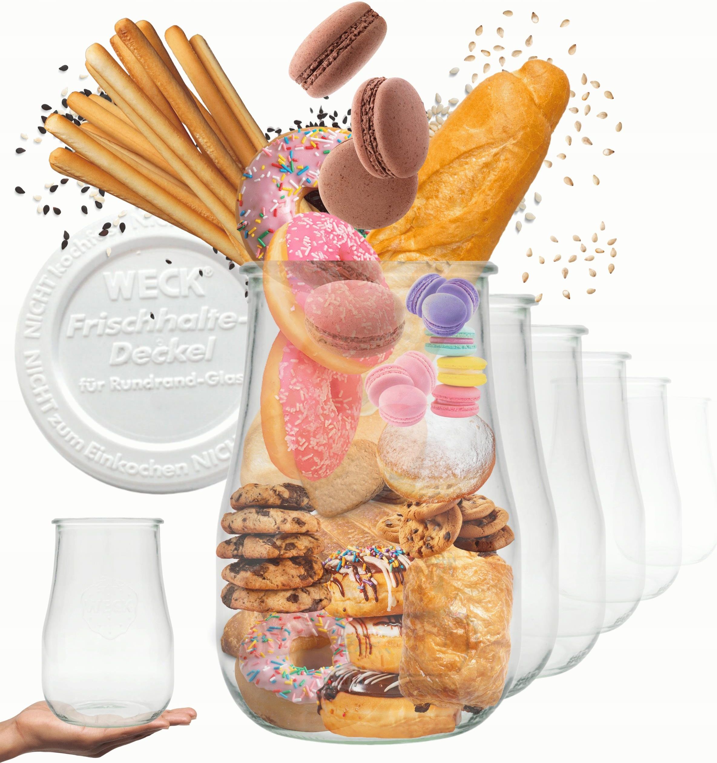 Słoiki Weck 1750ml 1,75l wazon Tulip weki plastikowe wieka 6szt słoje weki 1754859248 - Opinie i ...