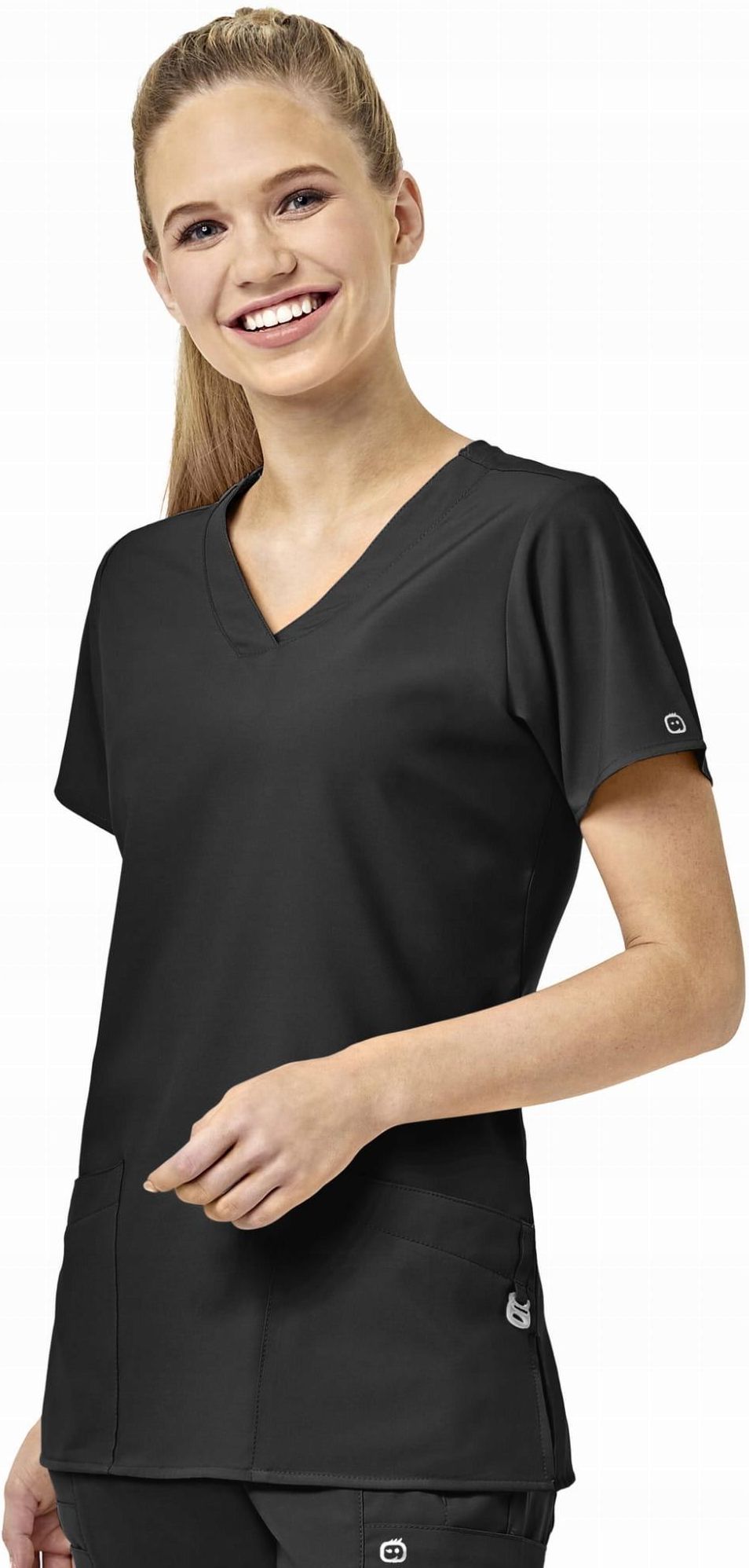 Scrubs Bluza medyczna damska W123 (dekolt V) 6255 Czarna L; Blac - Ceny ...