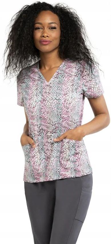 Scrubs Modna Bluza medyczna damska z nadrukiem Pastel Python 3XL ...