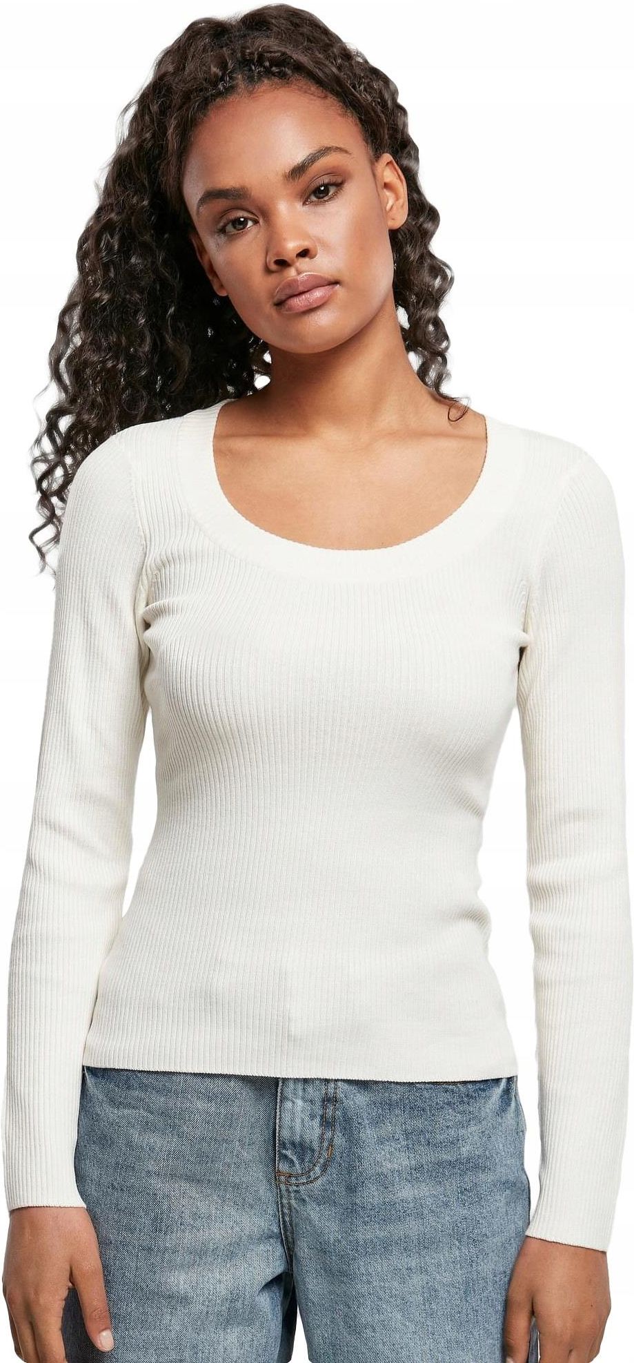 Urban Classics Damski sweter z długim rękawem z szerokim dekoltem ...