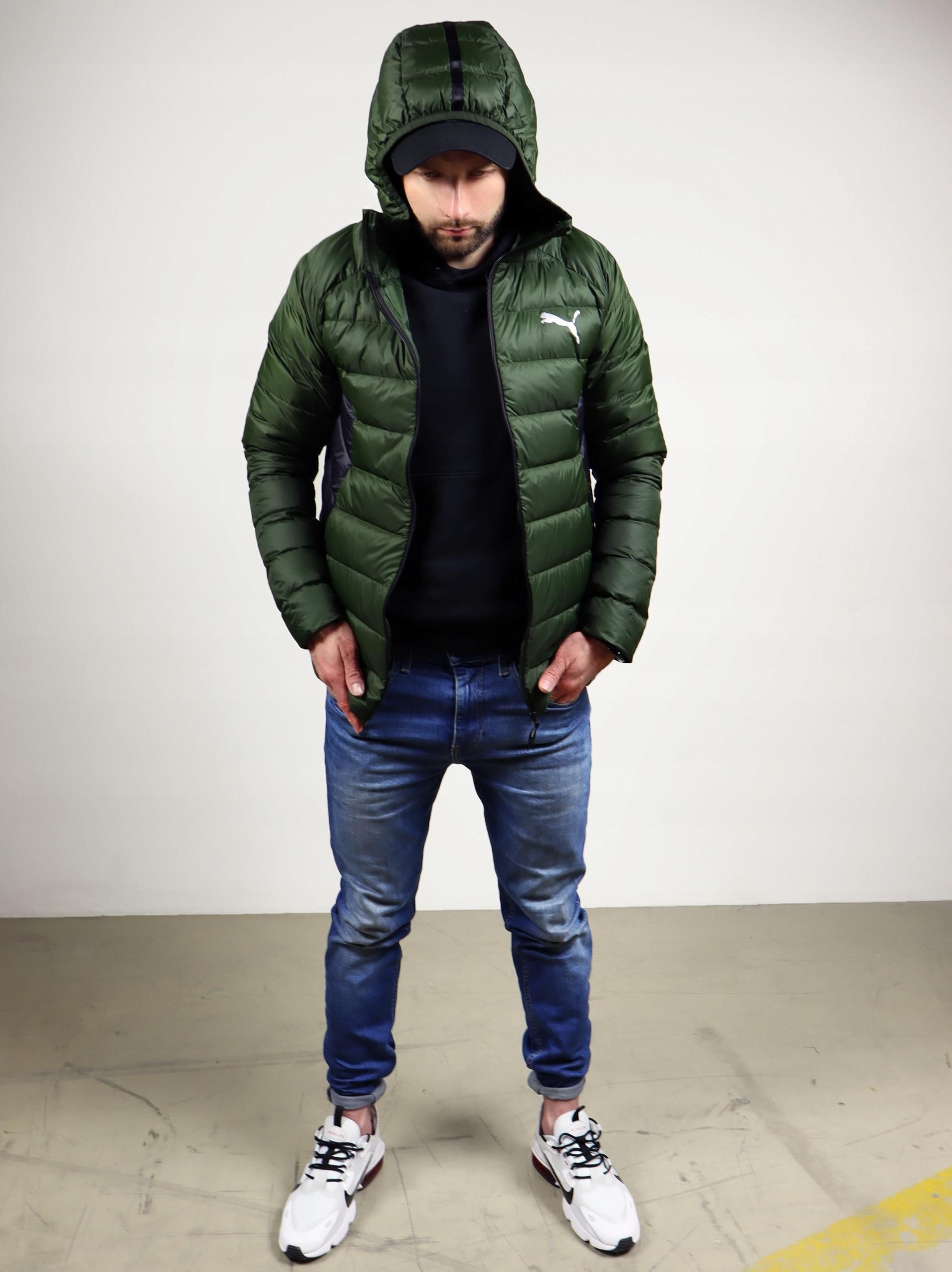 Puma Puchowa Zimowa Puch Naturalny męska kurtka lekka Ciepła zielona ...