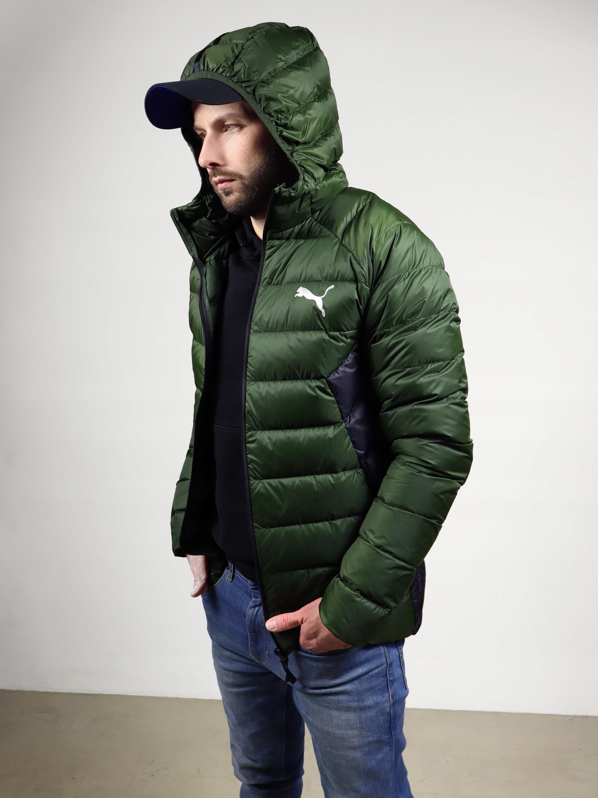 Puma Puchowa Zimowa Puch Naturalny męska kurtka lekka Ciepła zielona ...