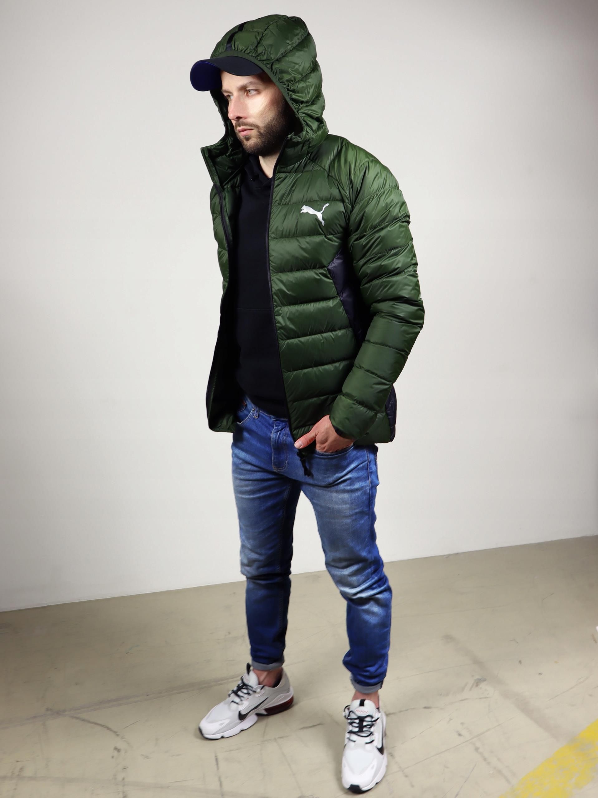 Puma Puchowa Zimowa Puch Naturalny męska kurtka lekka Ciepła zielona ...