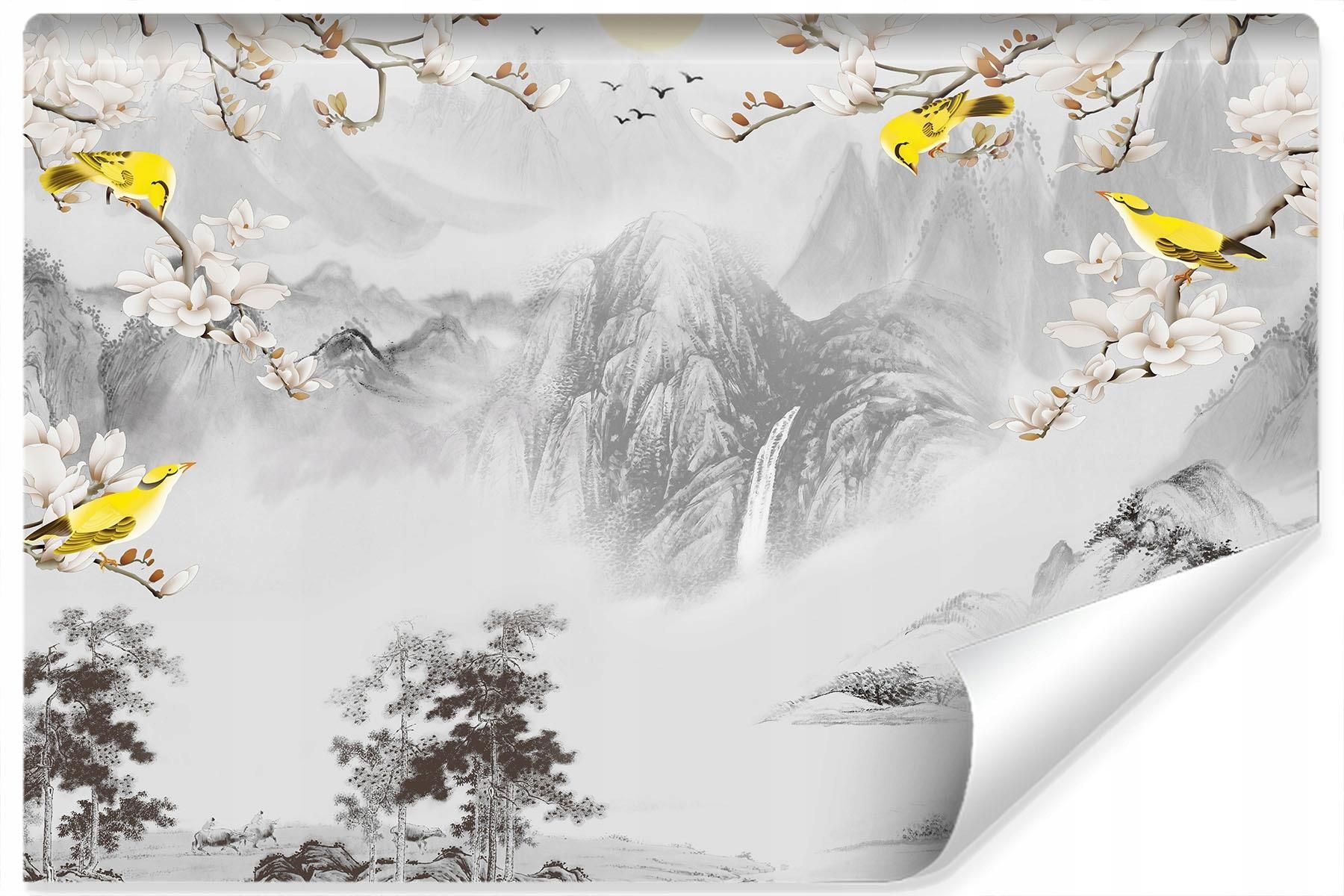 Prineo Fototapeta Szkicowane Wzgórza Żółte Ptaki 360x240 - Opinie i ...