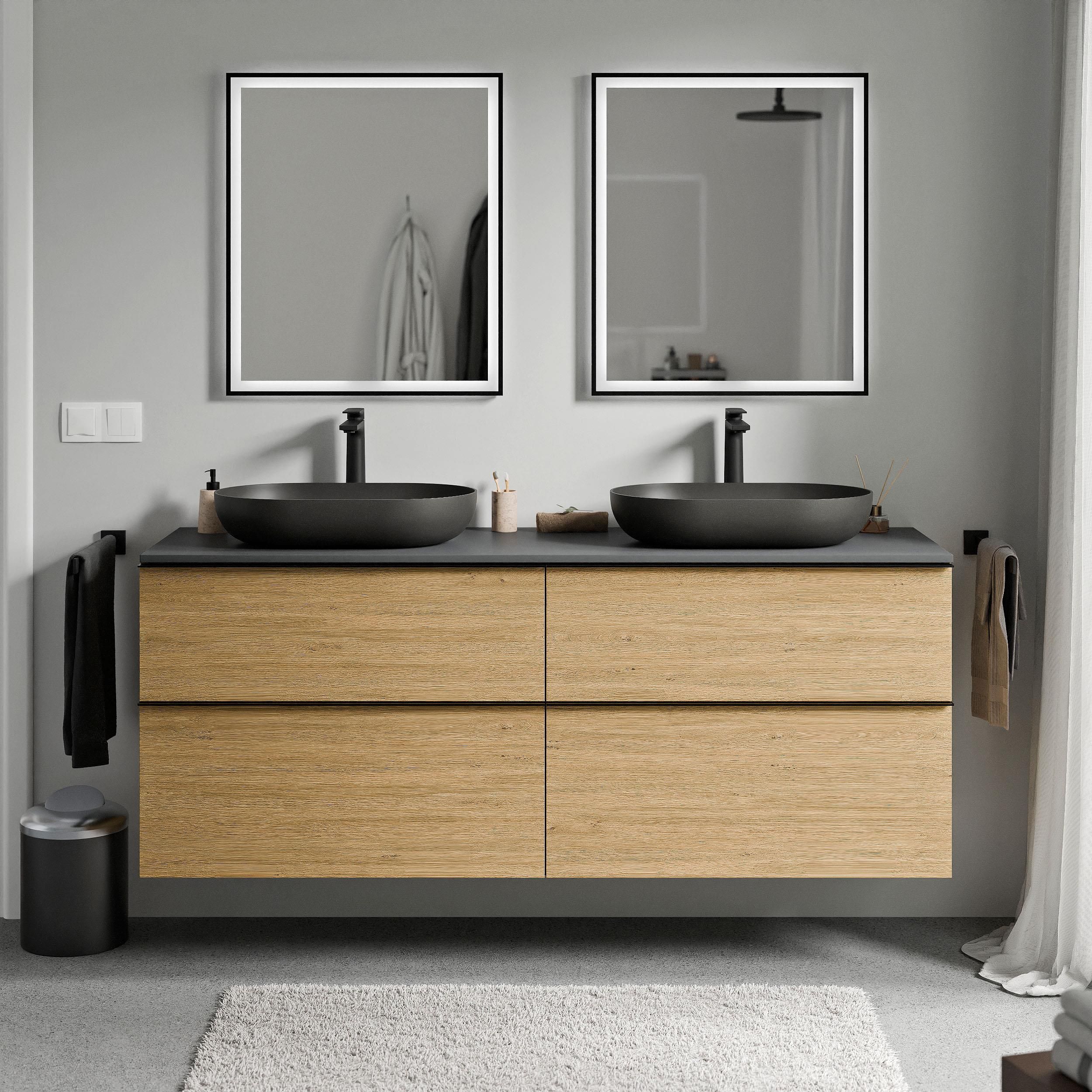 Bernstein LAVOA 160cm - Dąb Miodowy - Blat Antracyt Mat + Uchwyt Czarny ...