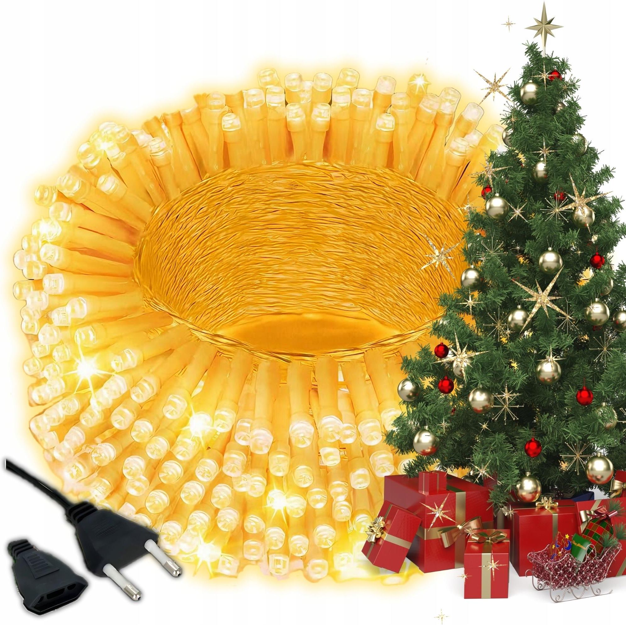 LAMPKI CHOINKOWE 500 LED 34m Zewnętrzne Świąteczne Światełka BIAŁE ...