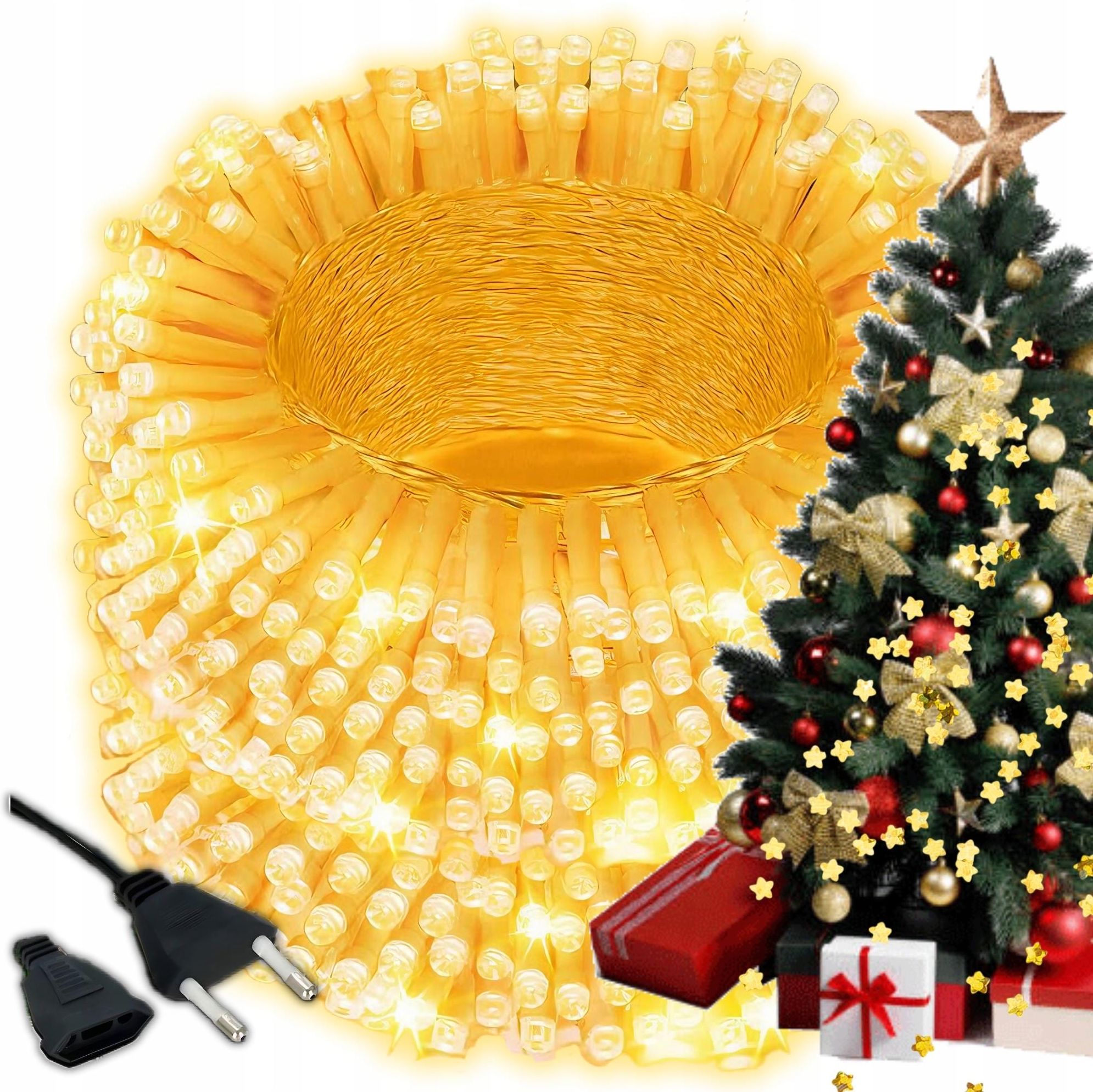 LAMPKI CHOINKOWE 1000 LED 68m Zewnętrzne Świąteczne Światełka BIAŁE ...