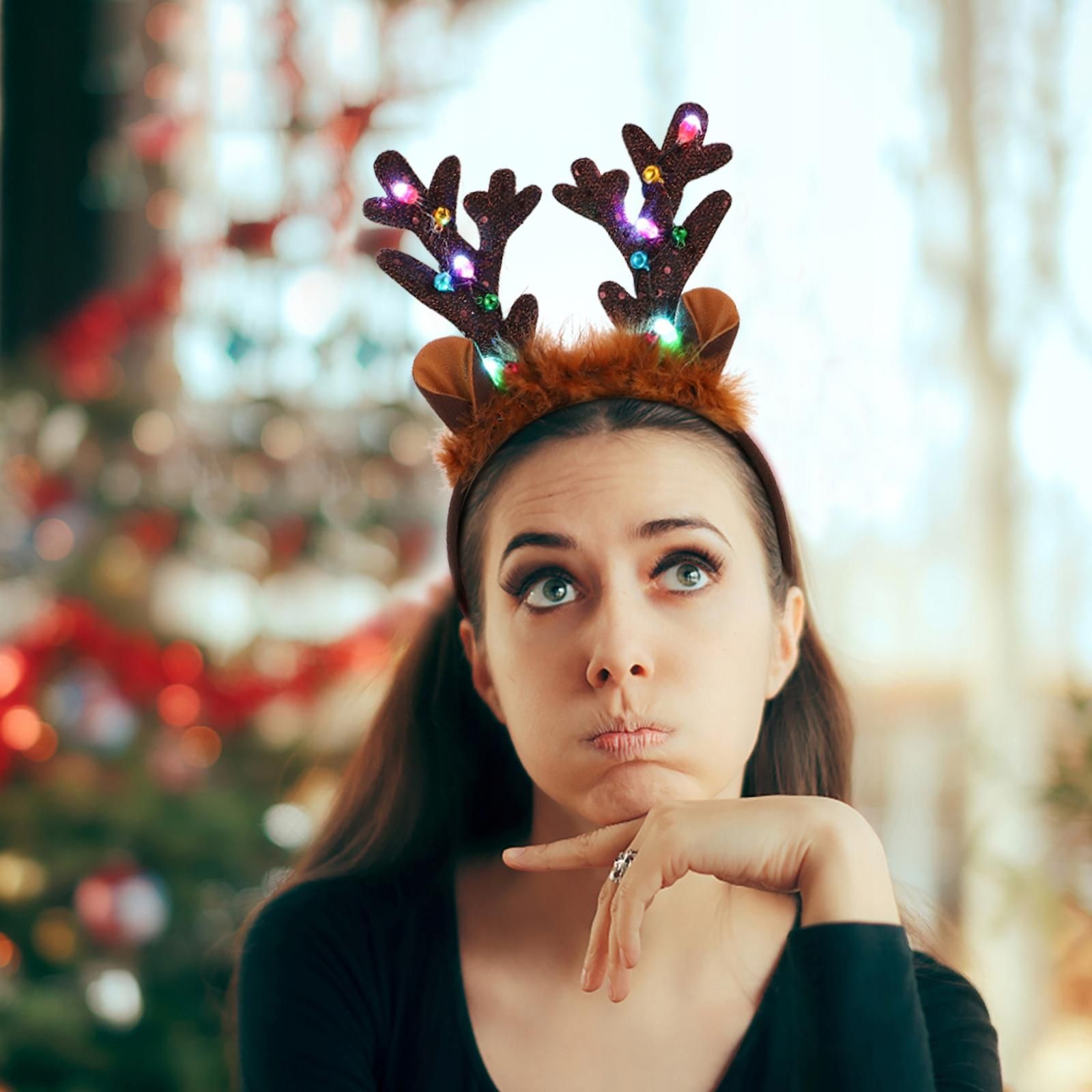 Świąteczna Opaska Na Głowę Z Rogami Renifera LED Glow Brązowa - Opinie ...