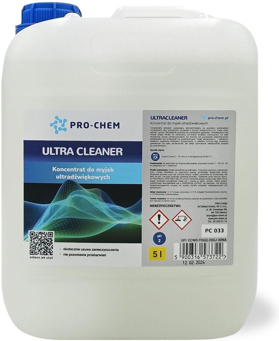 Prochem Płyn Do Myjek Ultradźwiękowych Ultra Cleaner 5L Pro-Chem Mycie ...