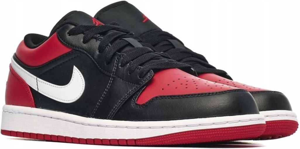 Buty Nike Jordan 1 Low 553558 066 Skórzane Czarne Czerwone rozmiar 51,5 ...