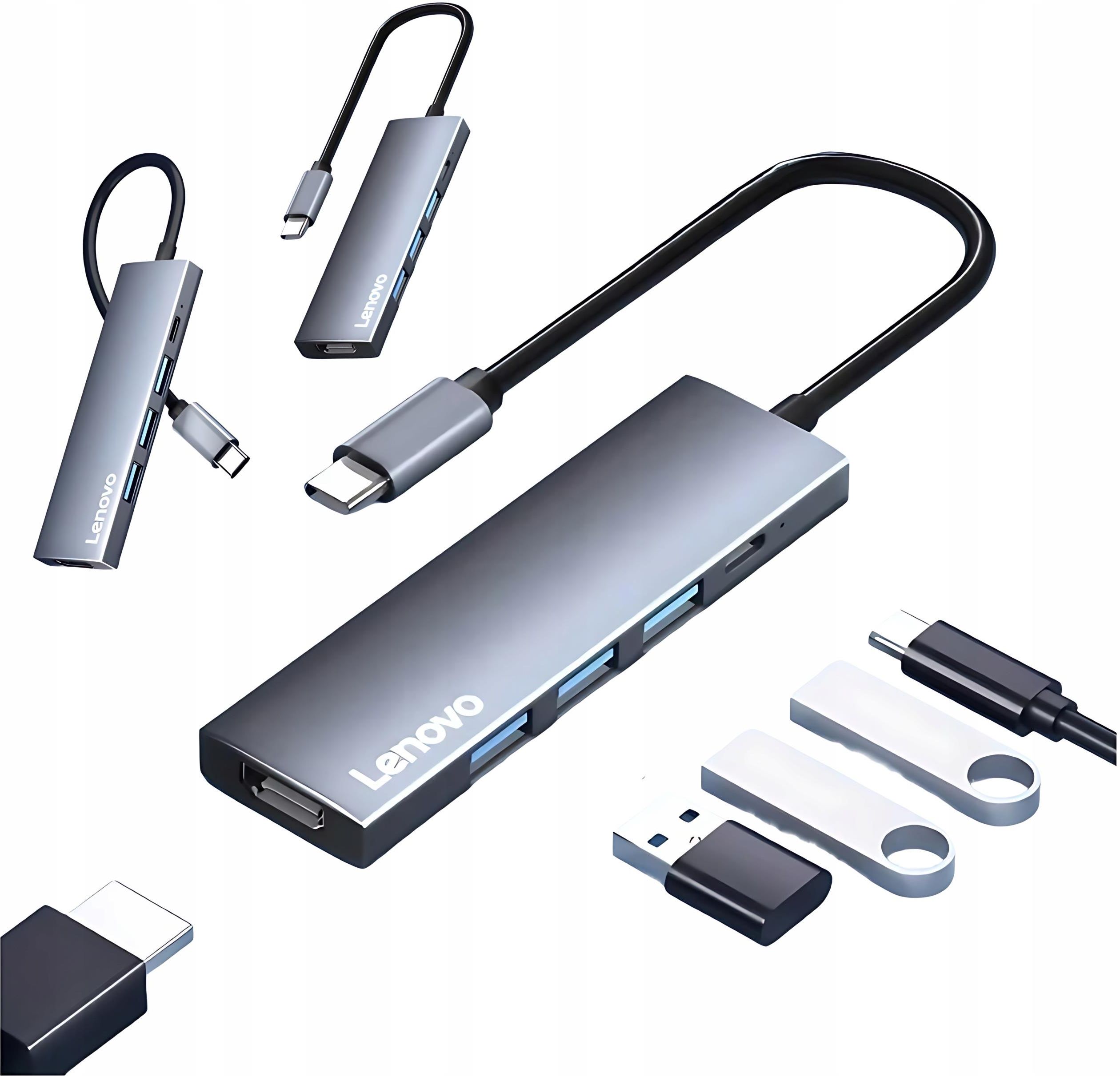 Hub USB LENOVO 5w1 USB C Hub -HDMI 4K, 100W PD, 3x USB-A - SZYBKA ...