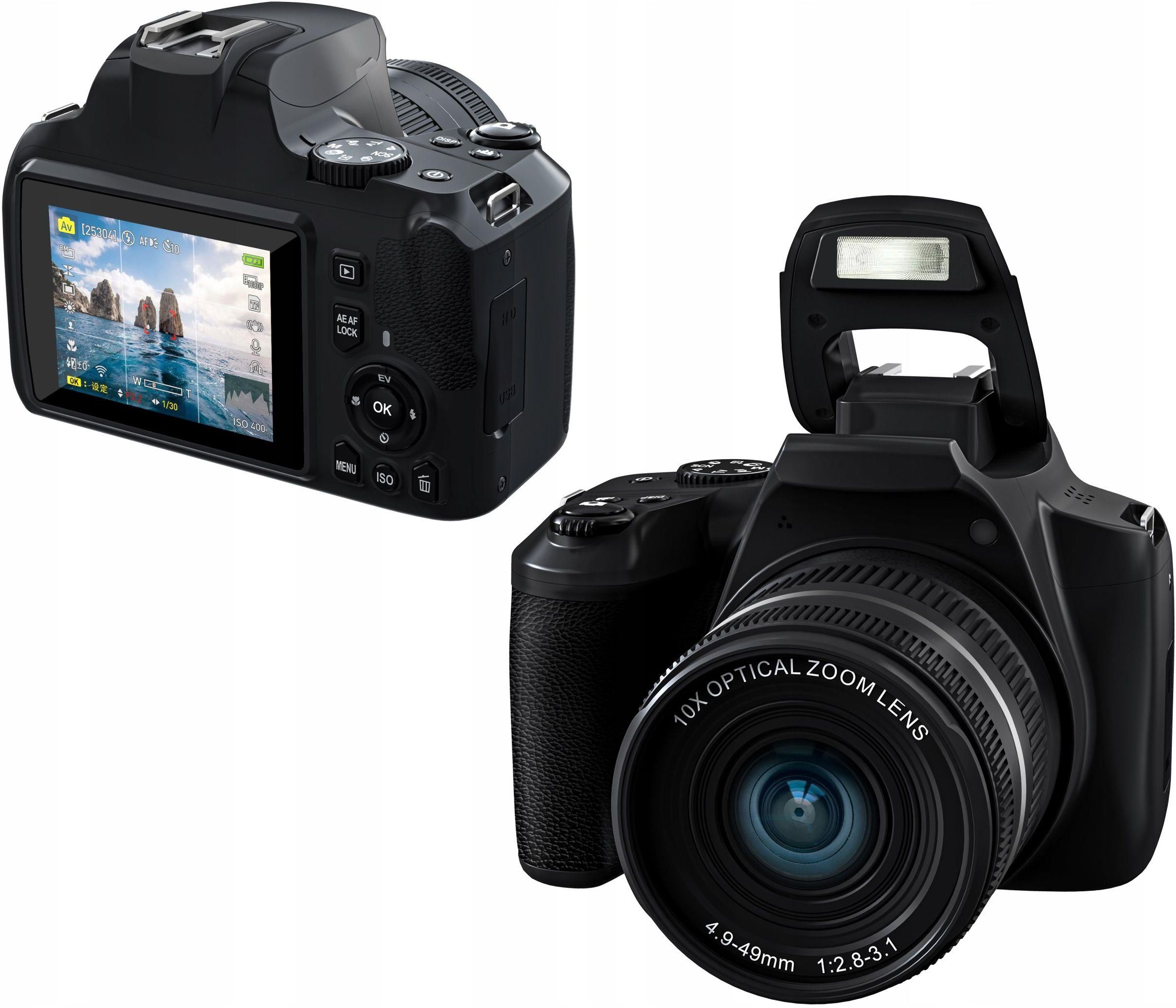 Aparat cyfrowy Aparat Cyfrowy VLOG 4K 64MP Wi-Fi 10x ZOOM OPTYCZNY ...