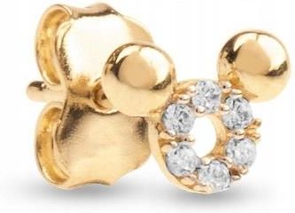 Klasyczny Złoty Kolczyk Myszka Z Białymi Kamieniami 14KT 585 - Ceny i opinie - Ceneo.pl