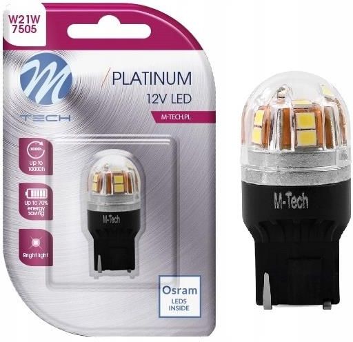 M-Tech Żarówka W21W Led Osram T20 7505 Retrofit 12/24V White Canbus ...