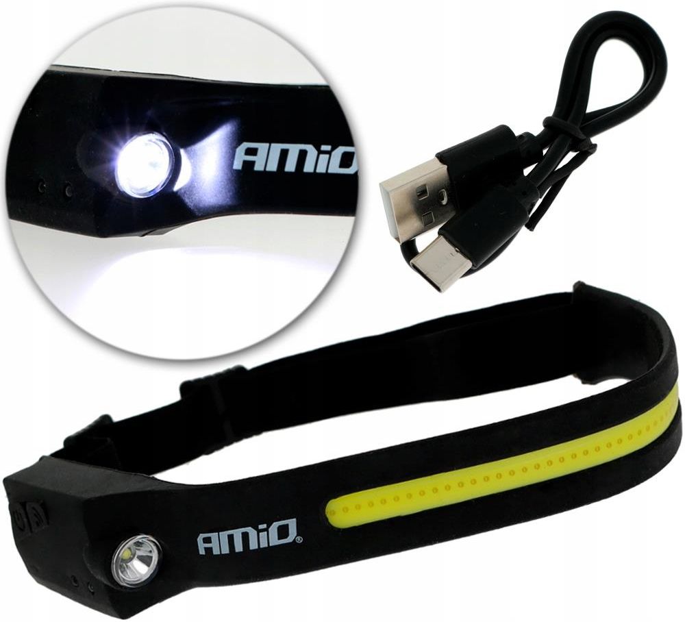 Latarka Amio 400Lm Latarka Czołowa Z Czujnikiem Ruchu 4 Tryby 2 Diody ...