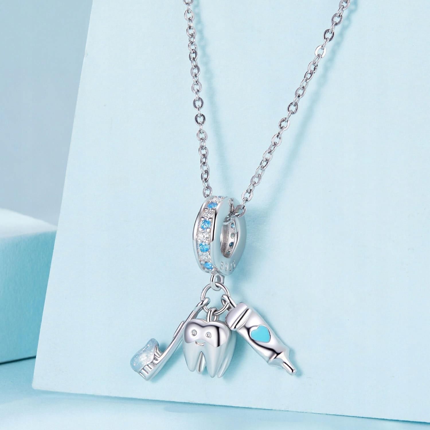 G879 Ząbek pasta i szczoteczka srebrny charms zawieszka - Ceny i opinie - Ceneo.pl